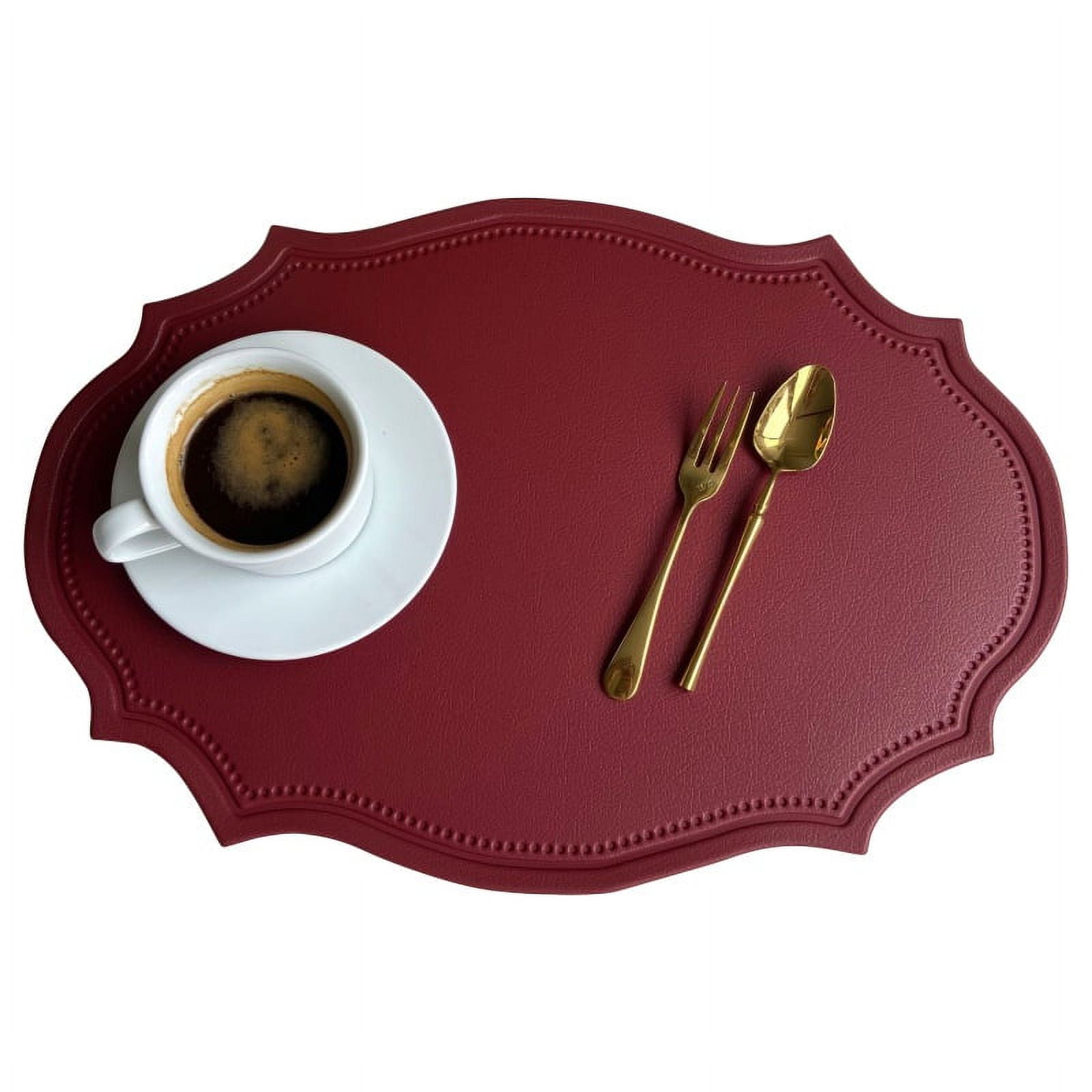 Faux Leather Placemats Set of 3, Wipeable Place Mats Heat Resistant ...