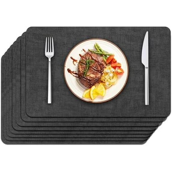 Faux Leather Placemats Set of 8 - Waterproof - Wipe Clean - Heat ...