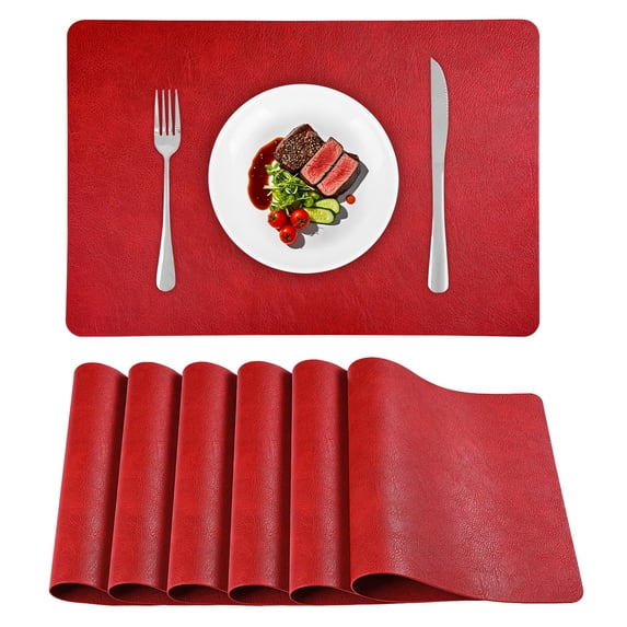 Faux Leather Placemats Set Of 6 Washable Place Mats Vinyl Wipeable ...