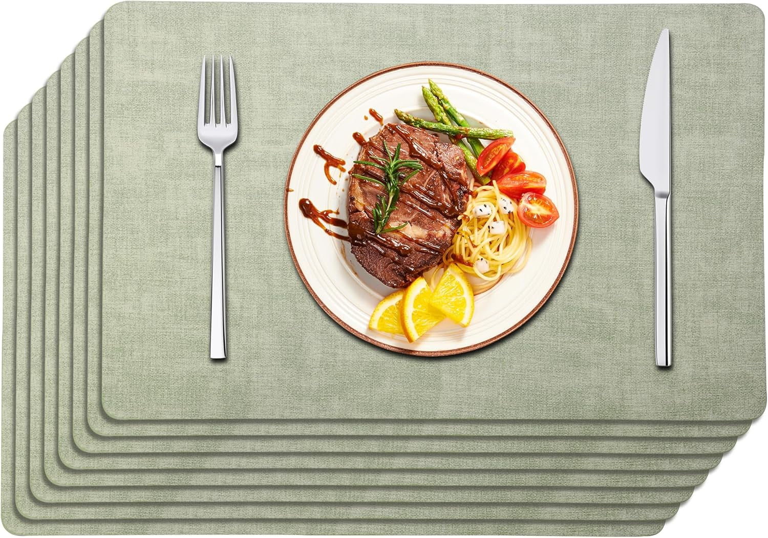 Faux Leather Placemats Set of 8 – Waterproof, Wipe Clean, Heat ...