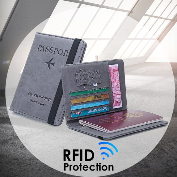 Faux Leather RFID Business Passport Air Ticket Bank ID Card Holder ...