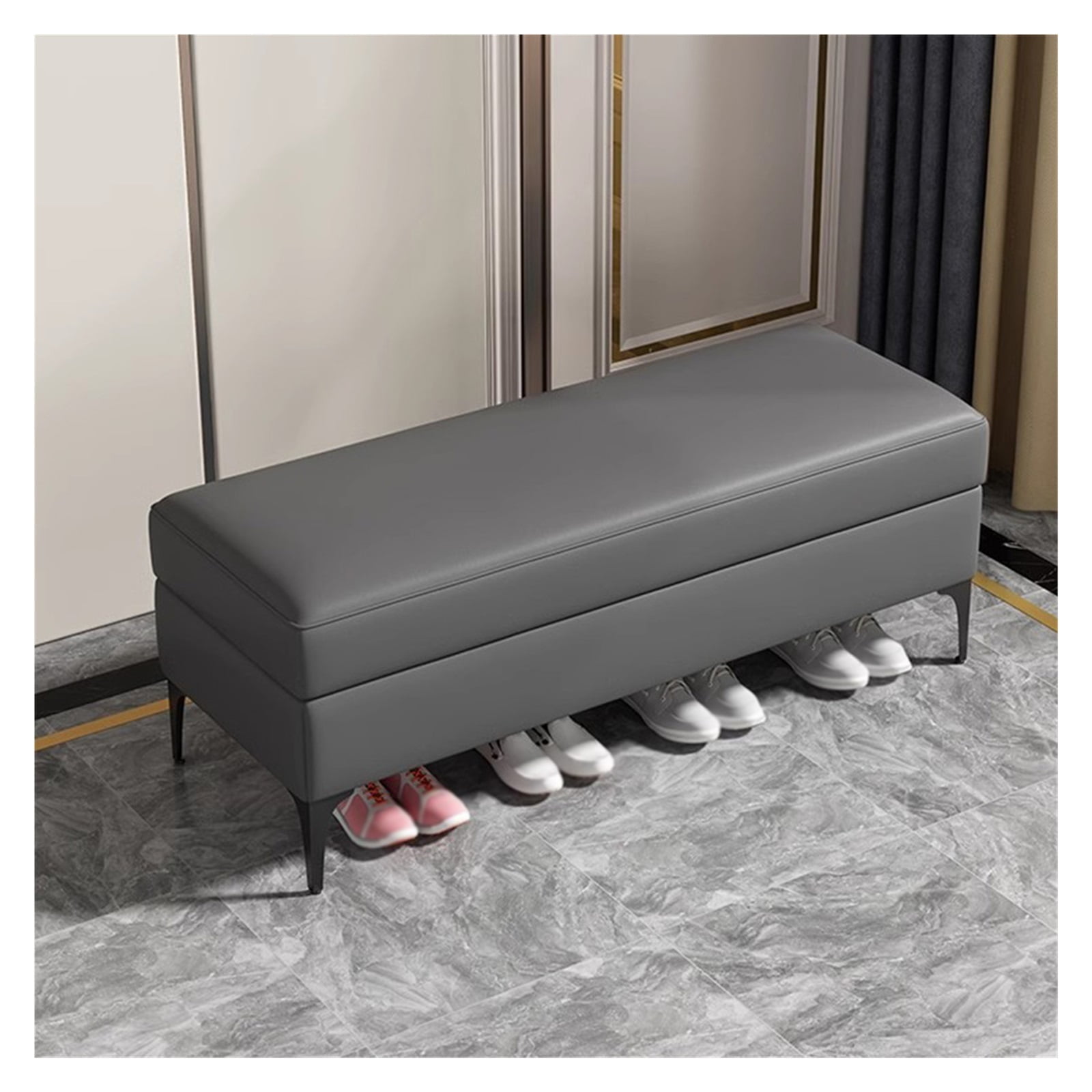 Faux Leather Storage Bench Bedroom Bench with Safety Close Hinge ...