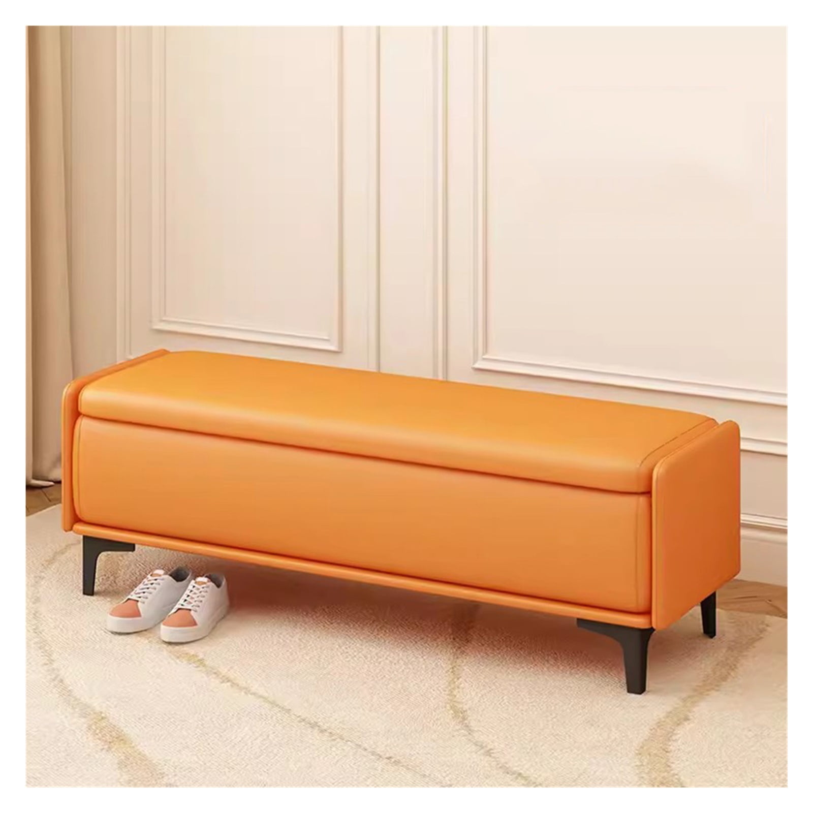 Modern Storage Ottoman Bench Faux Leather Extra Long Footrest Stool ...