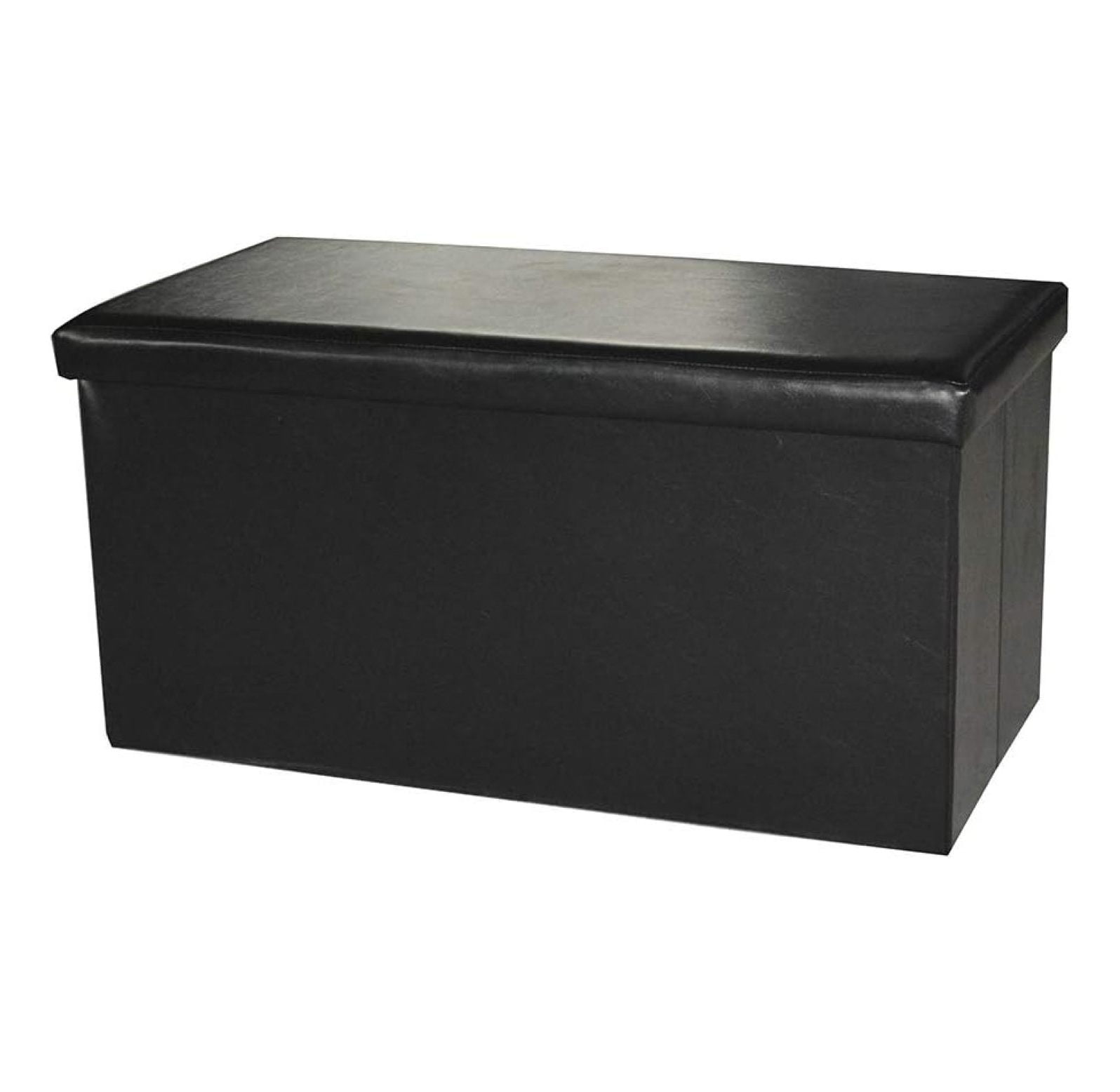 Faux Leather Storage Ottoman Bench Footrest Stool, Folding Storage ...