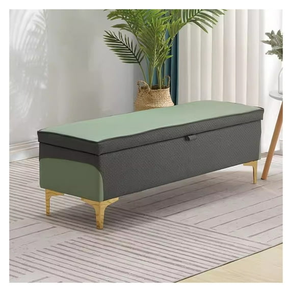 Faux Leather Storage Ottoman Bench with Hinged Lid,Upholstered ...