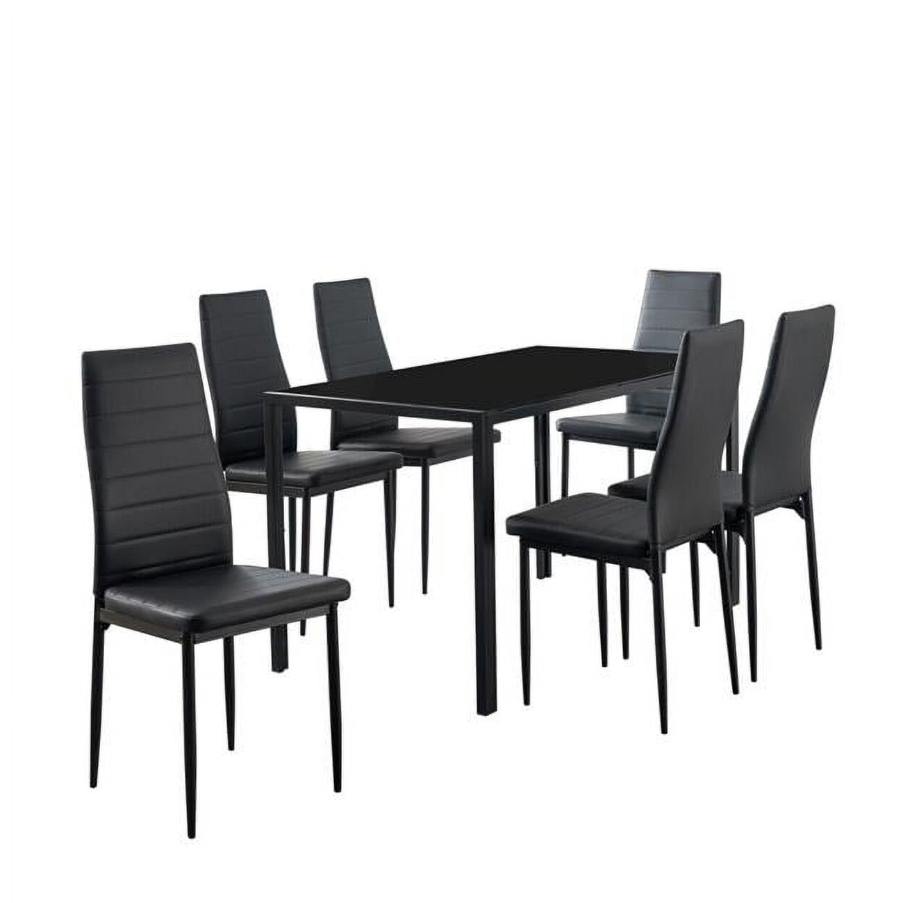 Faux Leather Tall Back Chairs & Metal Table Ned Dining Set, Black - 7 Piece - Walmart.com