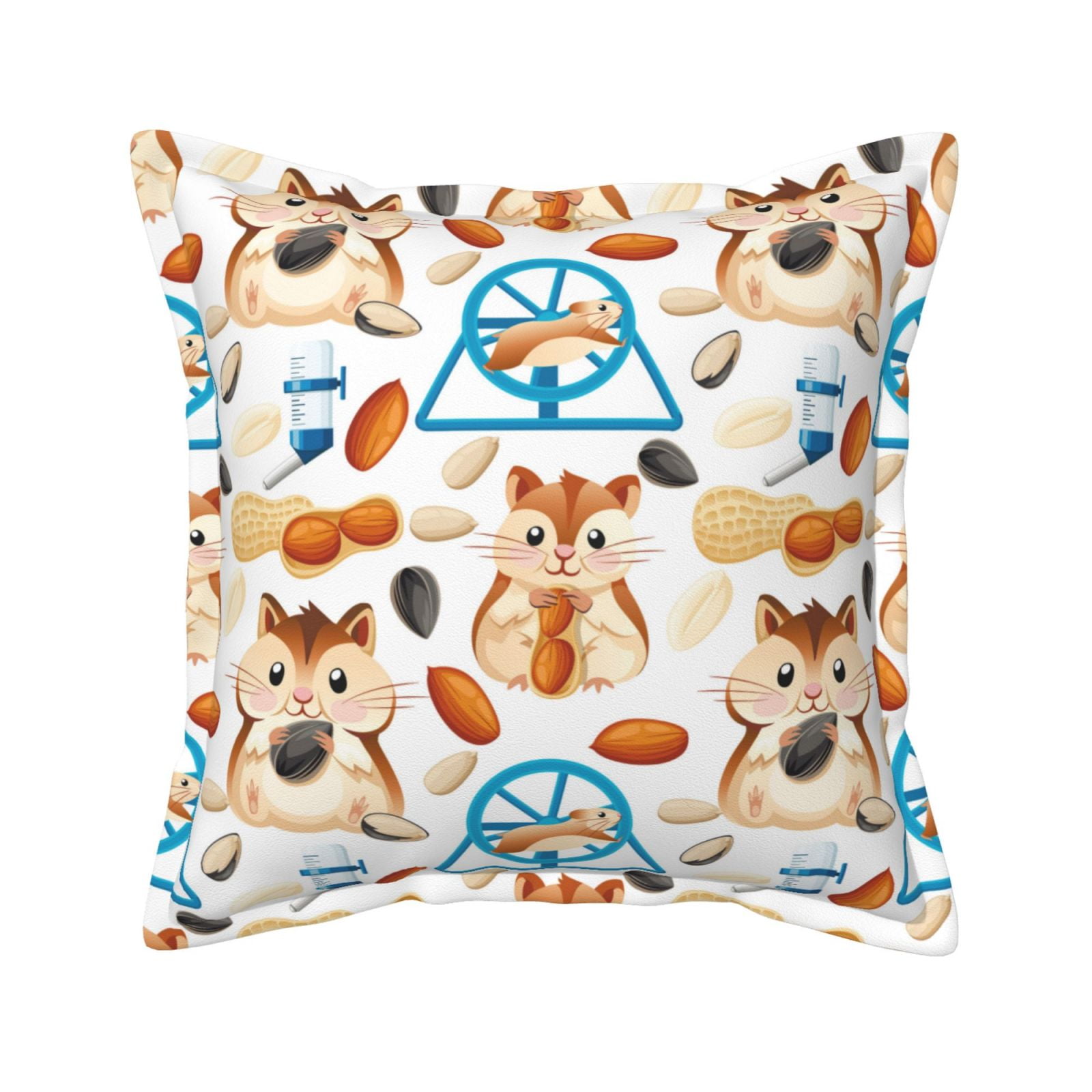 Faux Leather Throw Pillow Covers, Cartoon Cute Hamster Nut Peanut ...