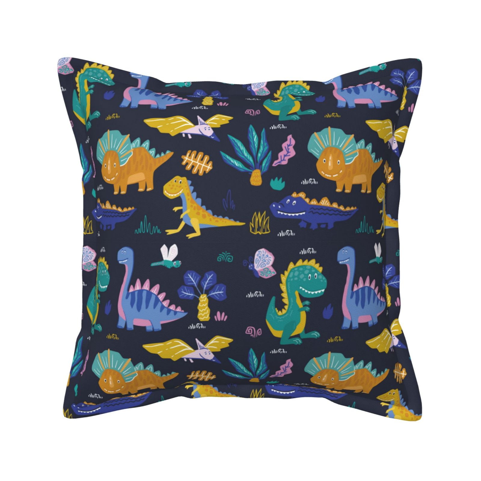 Faux Leather Throw Pillow Covers, cute cartoon Dinosaur print ...