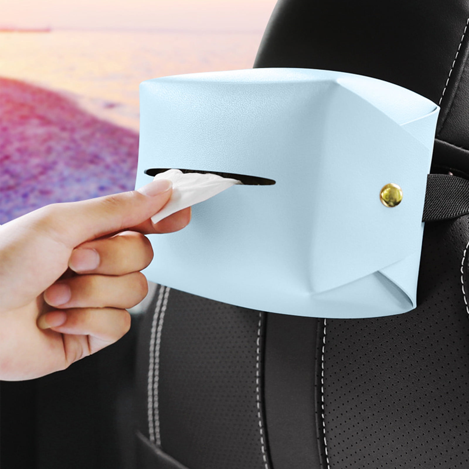 Faux Leather Tissue Box Holder with Shoulder Straps, Universal Car ...