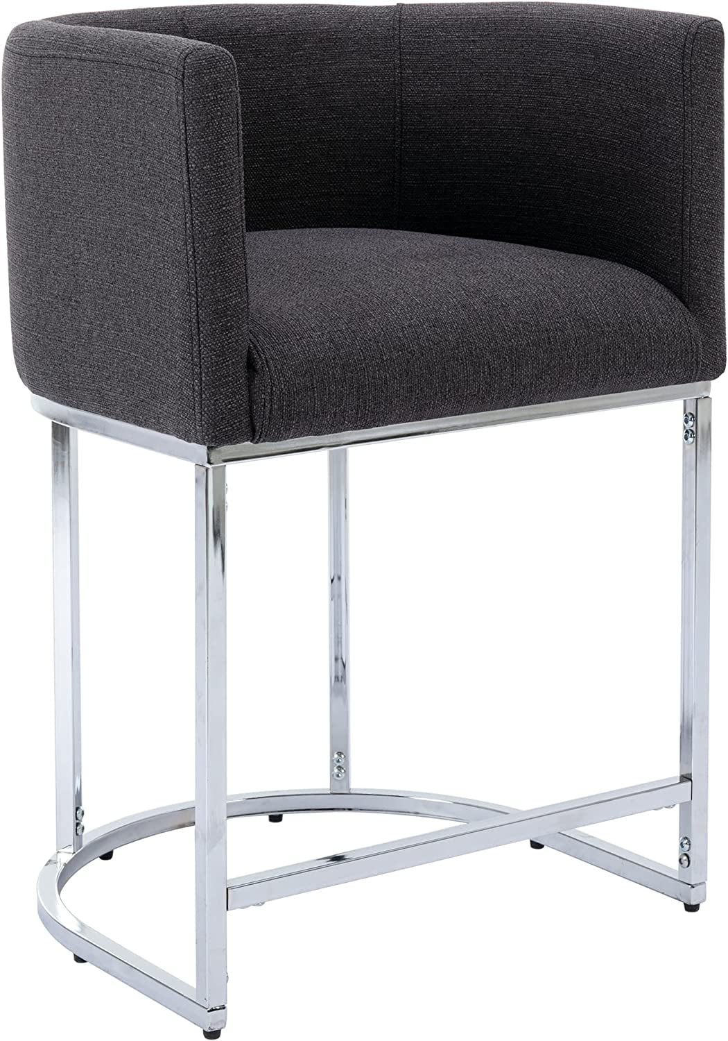 Faux Leather Upholstered Barrel Counter Height Barstools 24" H Modern ...