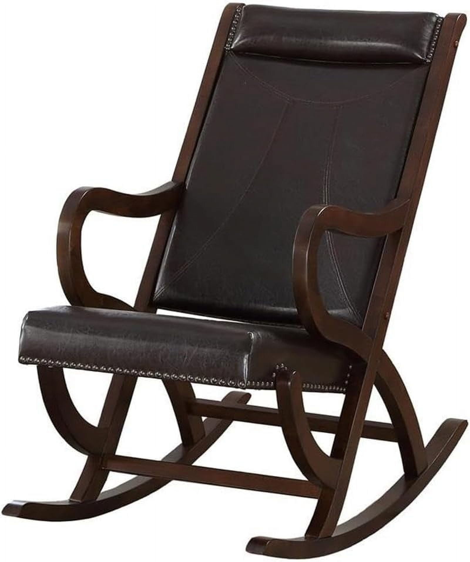 Faux Leather Upholstered Rocking Chair in Espresso and Walnut - Walmart.com