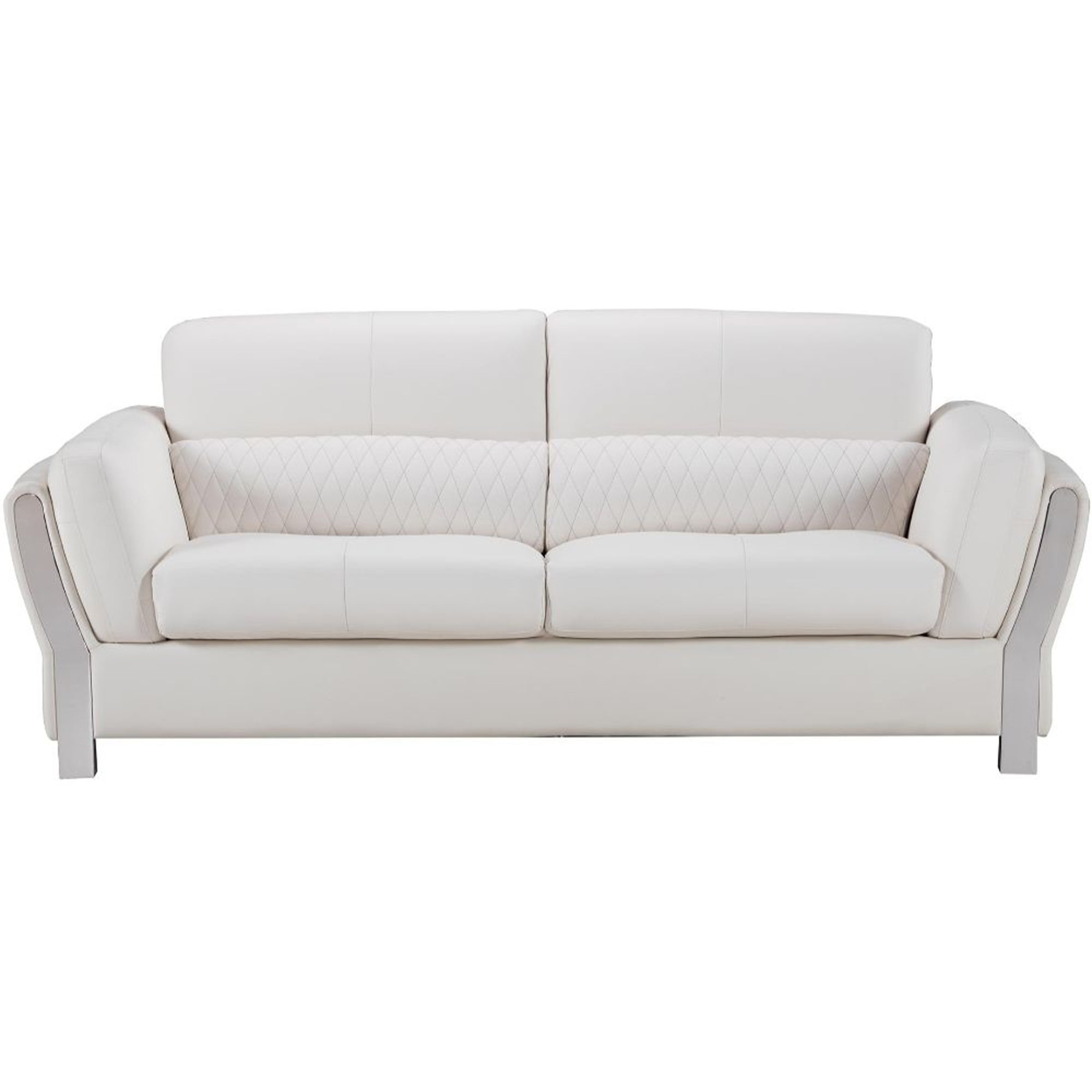 Faux Leather Upholstered Wooden Sofa with Attached Lumbar Cushion ...