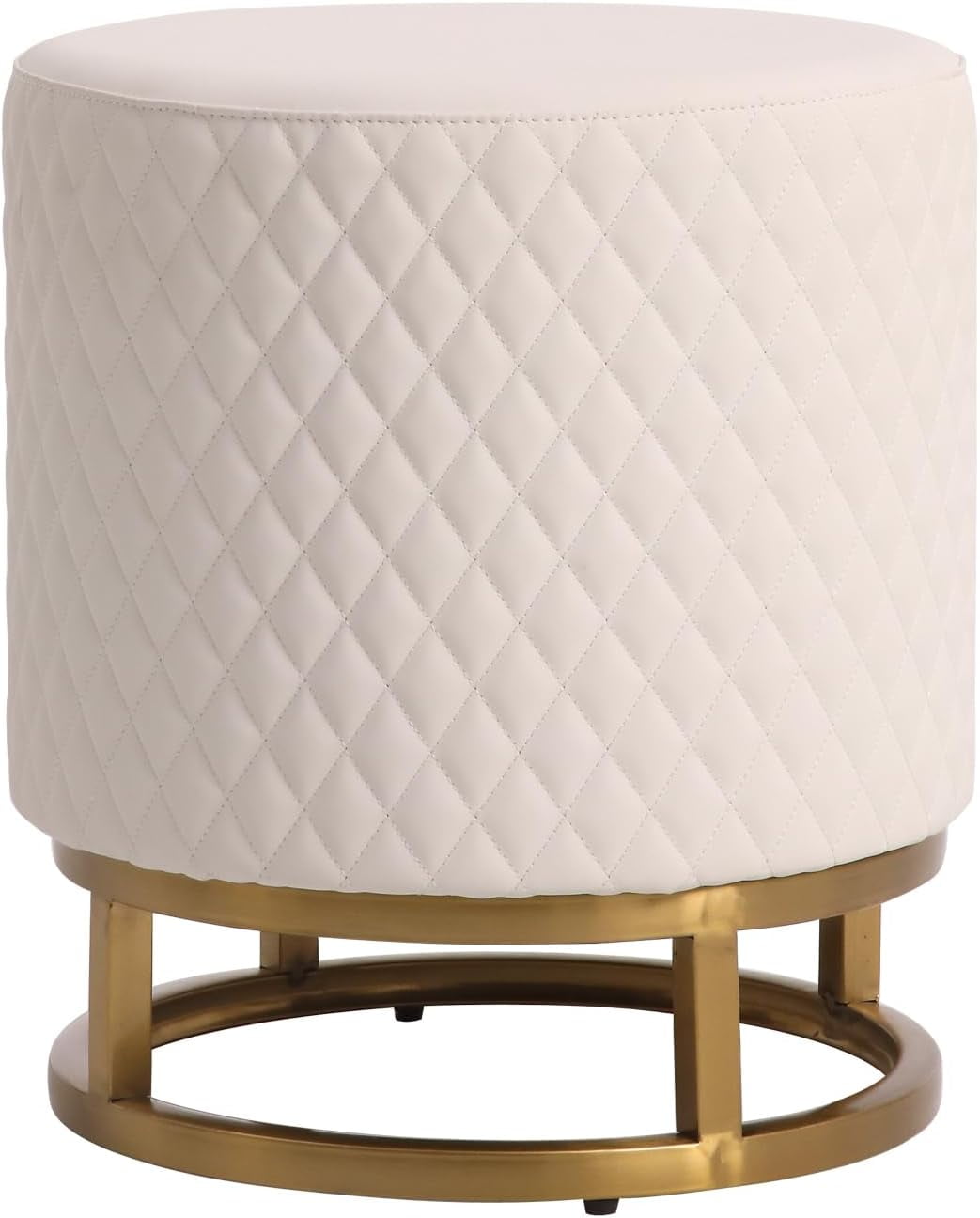 Faux Leather Vanity Stool for Makeup Room Round Ottoman Foot Rest Stool ...