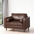 Faux Leather Wood-Tone Brown Club Chair, Sophisticated Accent Seating ...