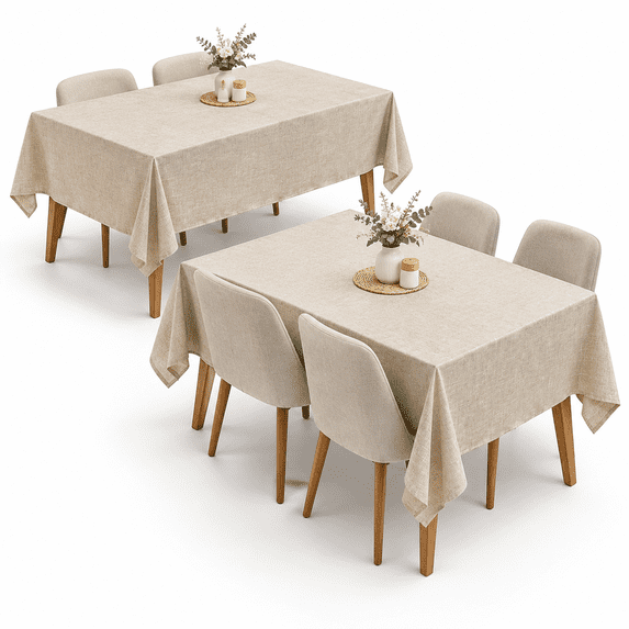 Faux Linen Beige Table Clothes Rectangle 60 X 120 Inch - 2 Pack Neutral ...