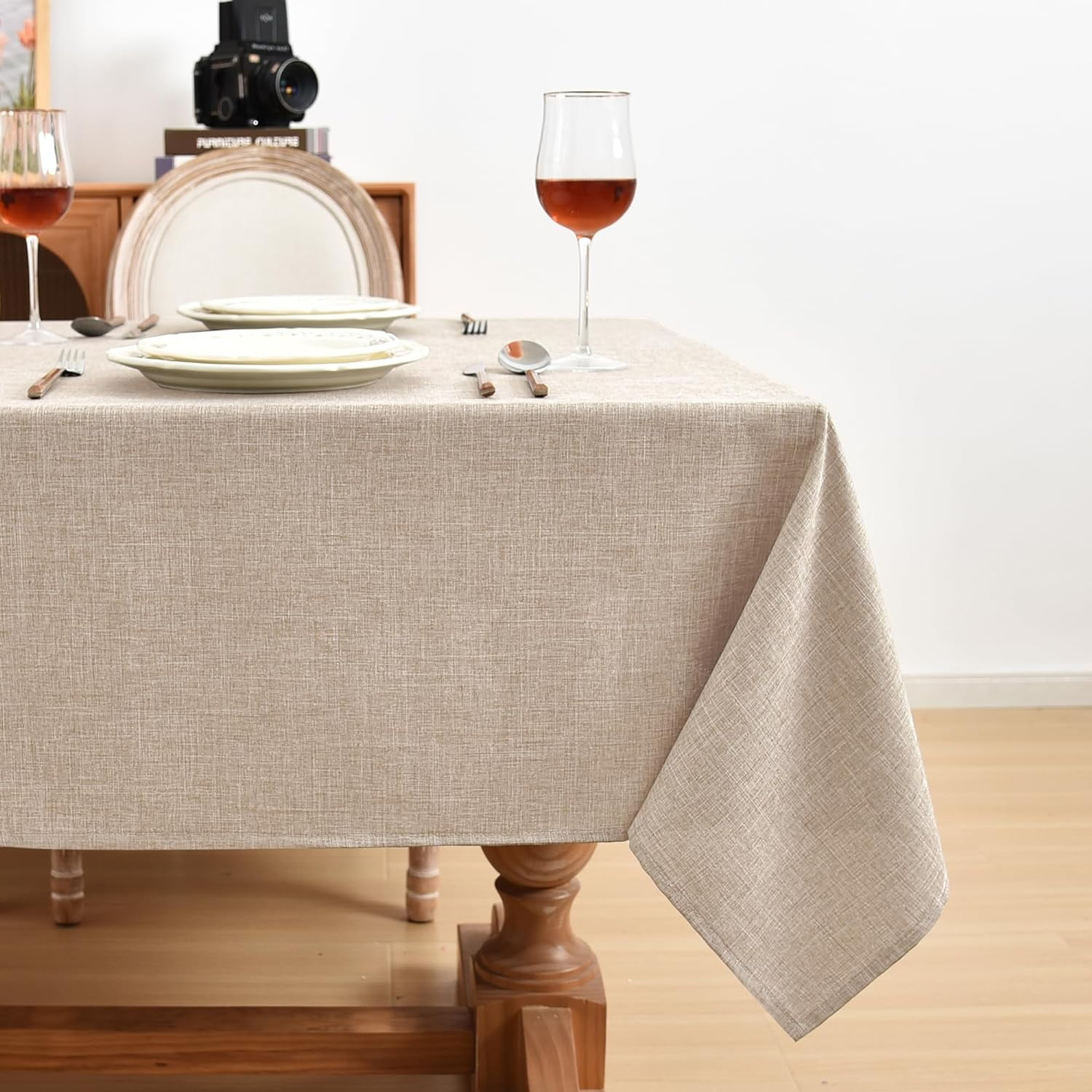 Faux Linen Beige Table Cloths 60 x 120 Inch 2 Pack for Dining, Party ...