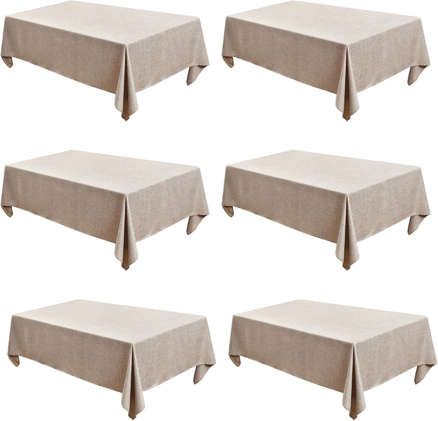 Faux Linen Tablecloths for Rectangle Tables - x - Fabric Textu Washable ...