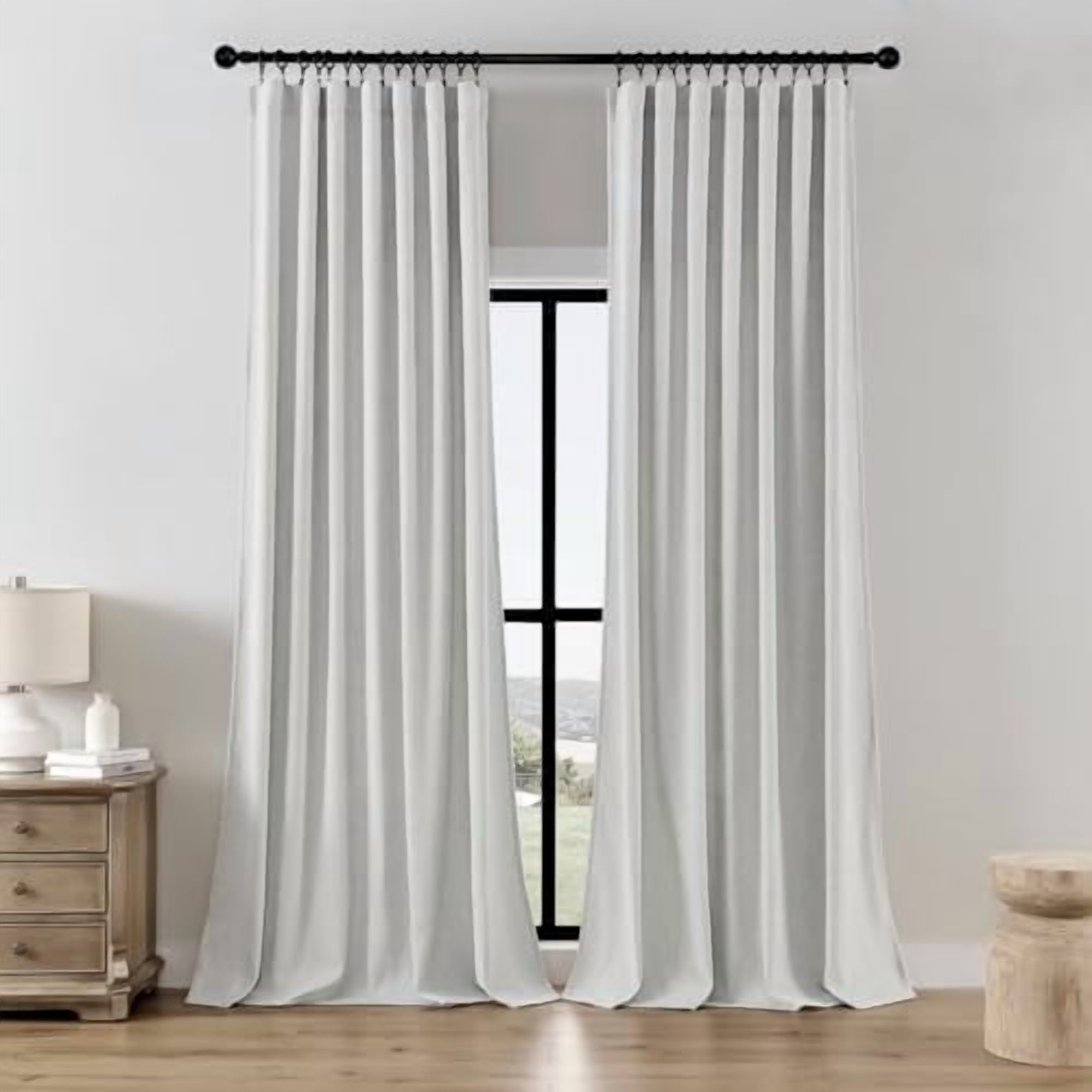 Faux Linen Curtains 96 Inches Long 2 Panels Set for Bedroom Living Room ...