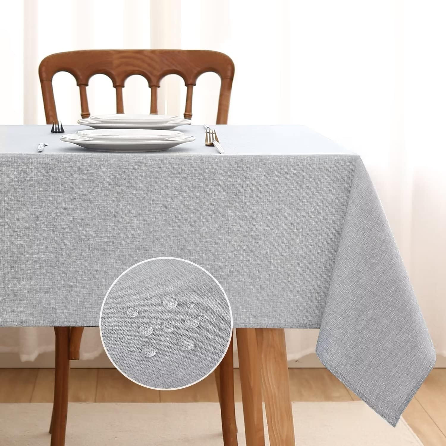 Faux Linen Rectangle Tablecloth - 60 x 120 inch Washable & Wrinkle Free ...