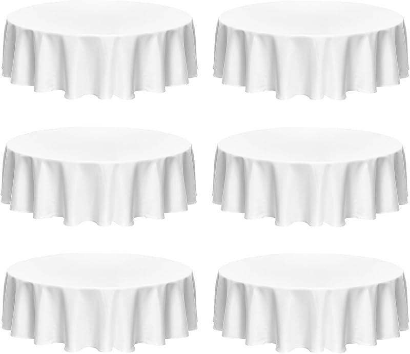 Faux Linen Round Tablecloths 60 Inches - 6 Pack Neutral Table Clothes ...
