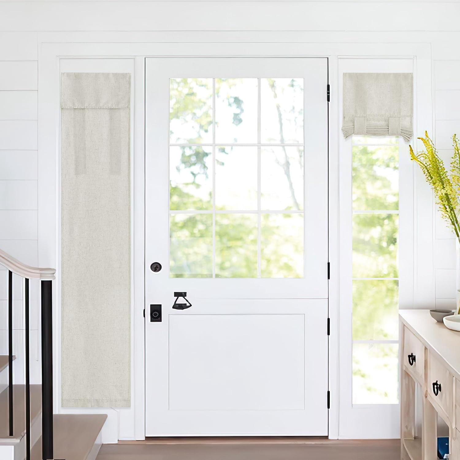 Faux Linen Side French Door Curtain - Privacy Window Curtains for Patio ...