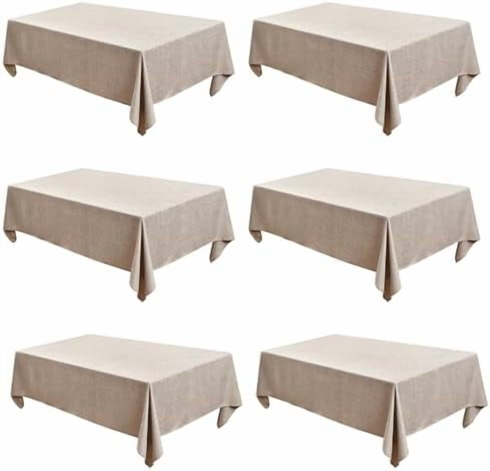 Faux Linen Tablecloths Rectangle 60 x 120 Inch - 2 Pack Neutral Table ...