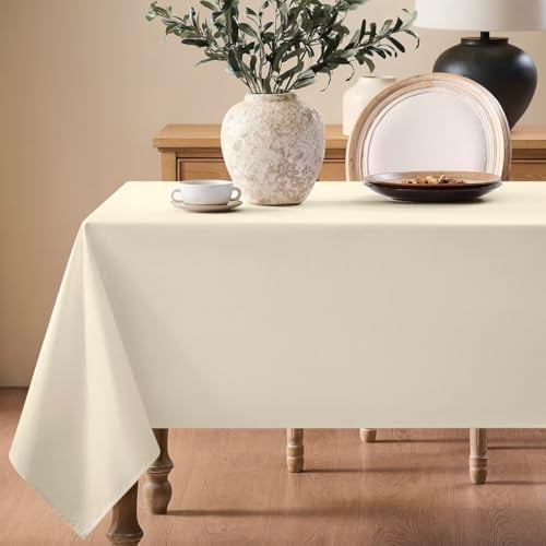 Faux Linen Tablecloths for Rectangle Tables, Burlap Textured Table ...