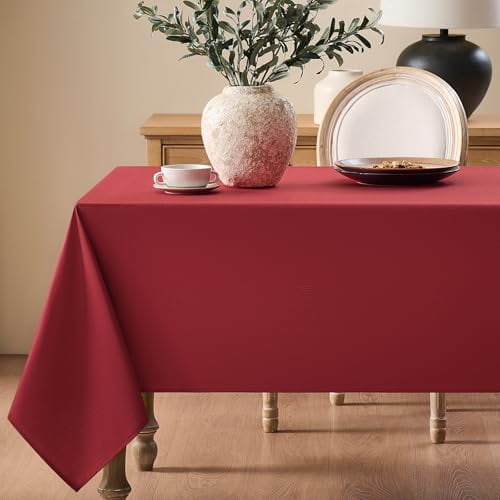 Faux Linen Tablecloths for Rectangle Tables, Burlap Textured Table ...