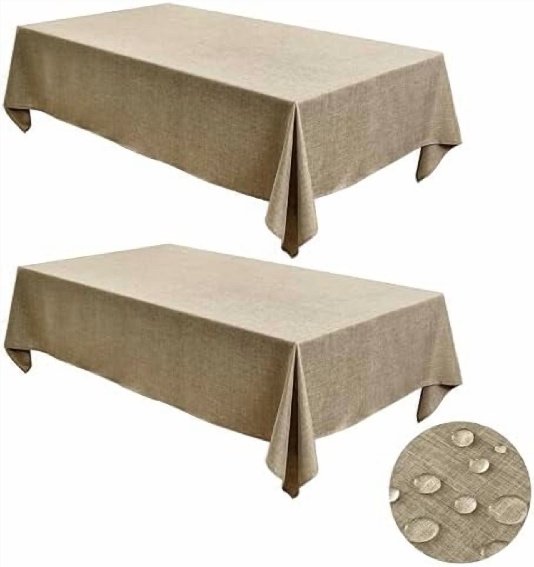 Faux Linen Tablecloths for Rectangle Tables: Water & Stain Resistant ...