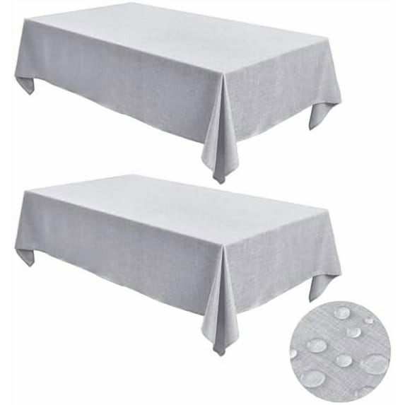 Faux Linen Tablecloths for Rectangle Tables: Water & Stain Resistant ...
