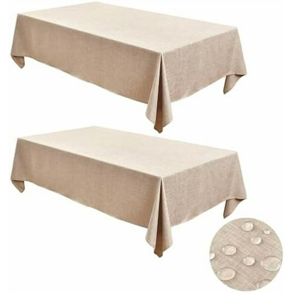 Faux Linen Tablecloths for Rectangle Tables: Water & Stain Resistant ...