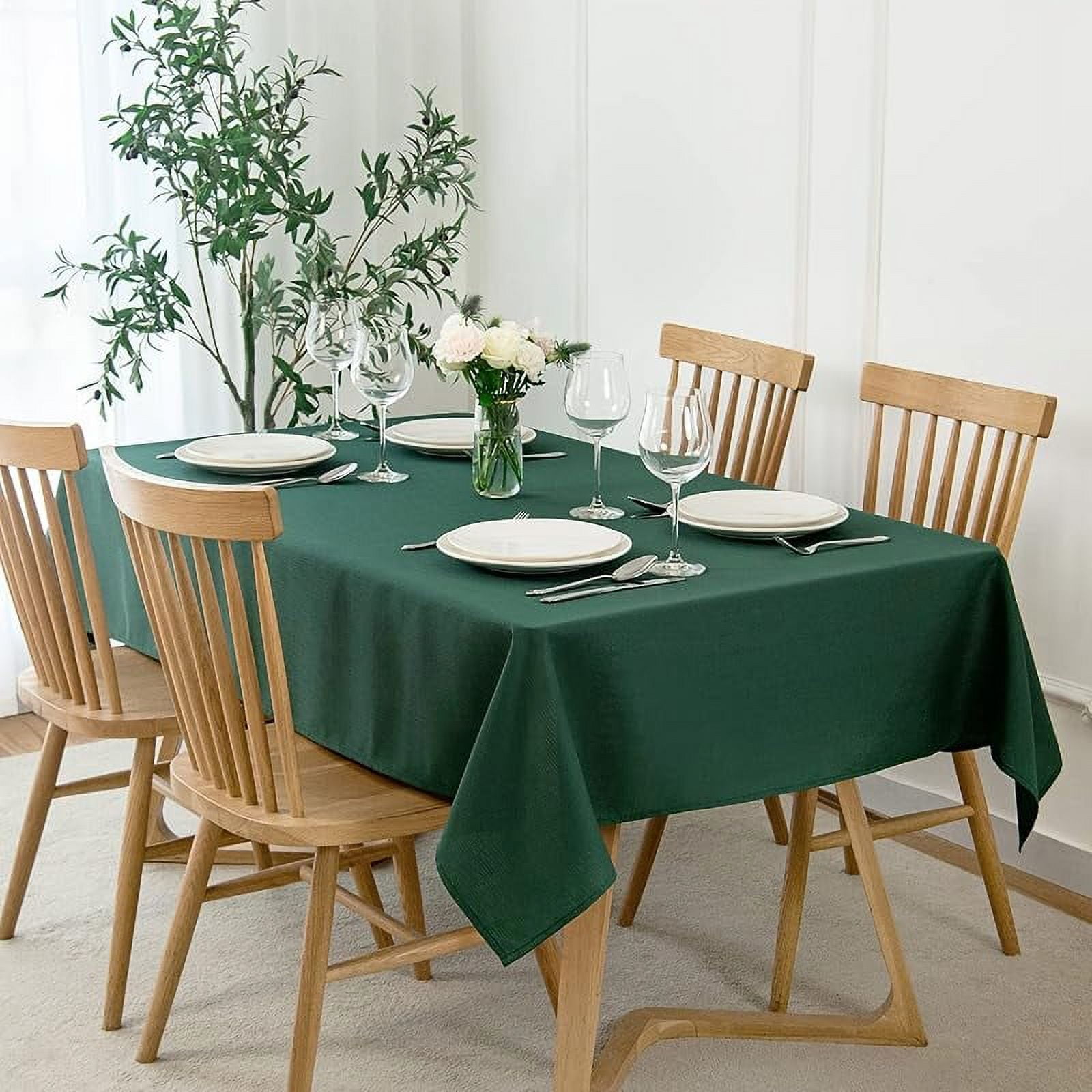 Faux Linen Textured Rectangle Tablecloth Water Resistant Wrinkle Free ...