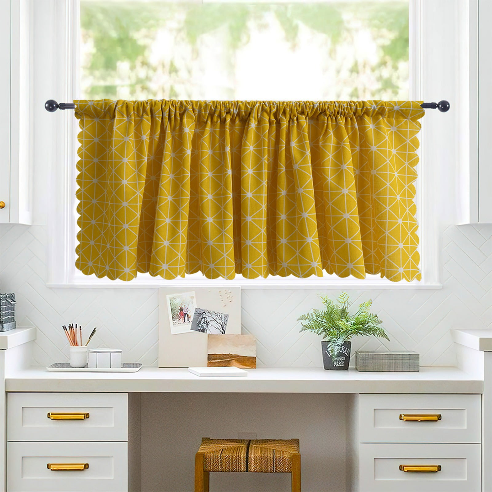 Faux Linen Valance for Windows Kitchen Living Room Valances Rod Pocket ...