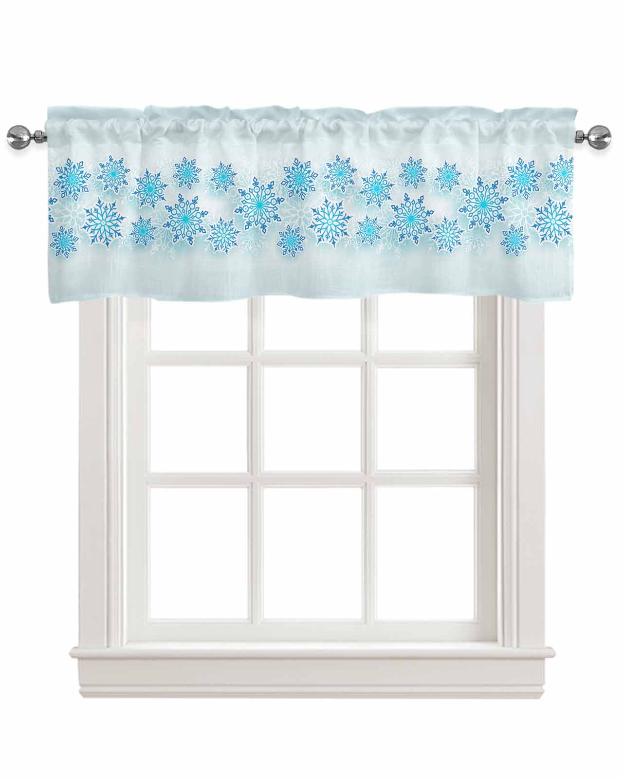 Faux Linen Valances for Windows Christmas White Snow in Texture ...