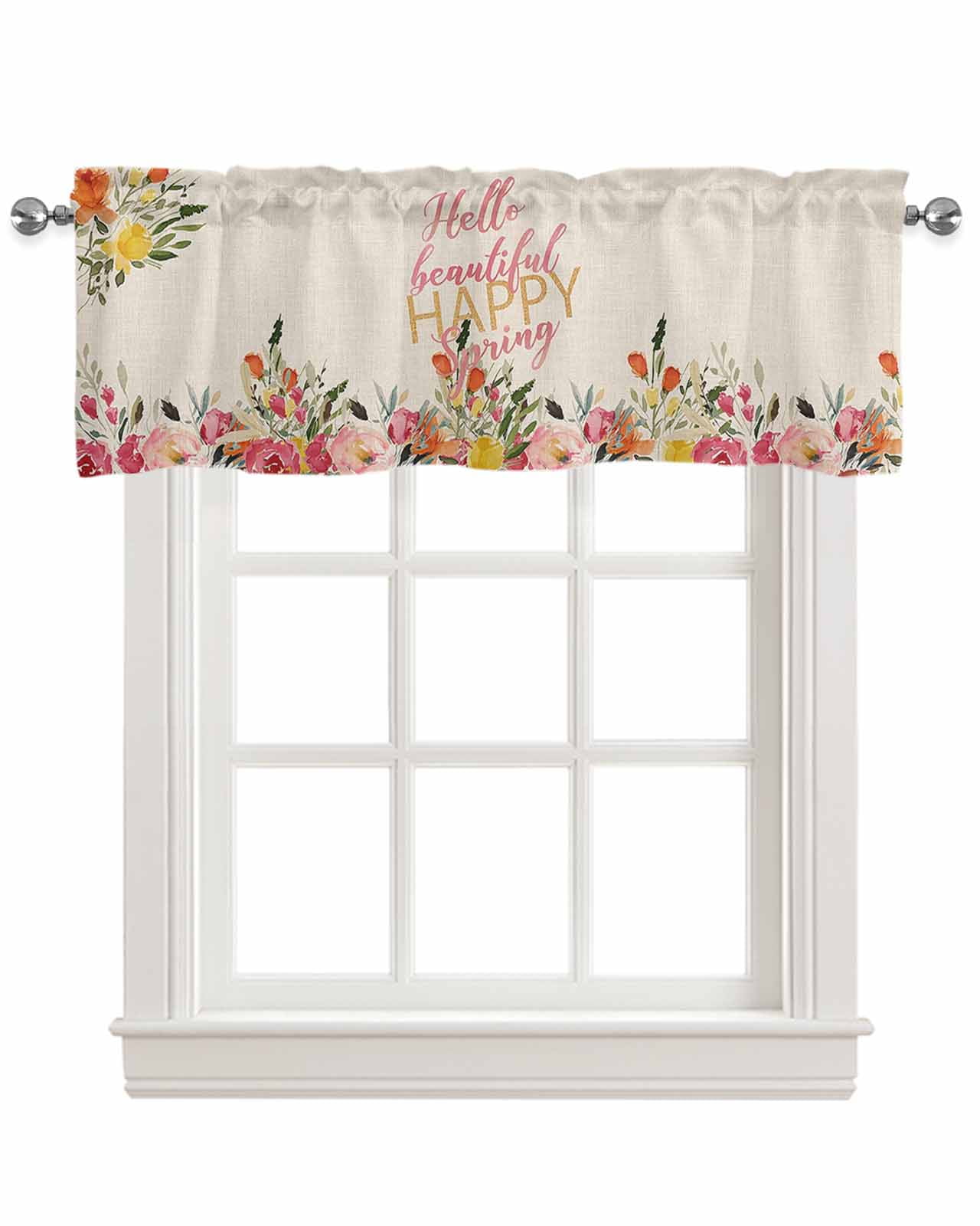 Faux Linen Valances for Windows Hello Beautiful Spring Watercolor ...