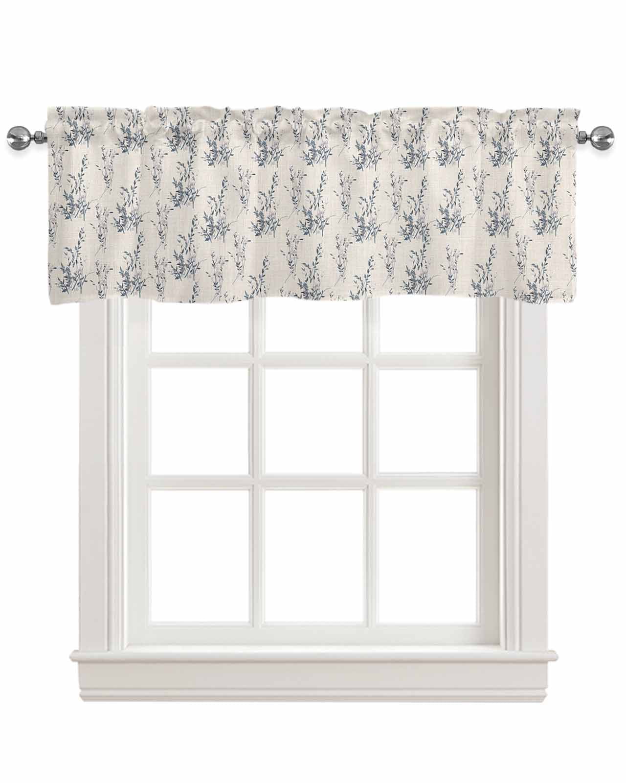 Faux Linen Valances for Windows Plants Flowers Leaves Hand Painted ...