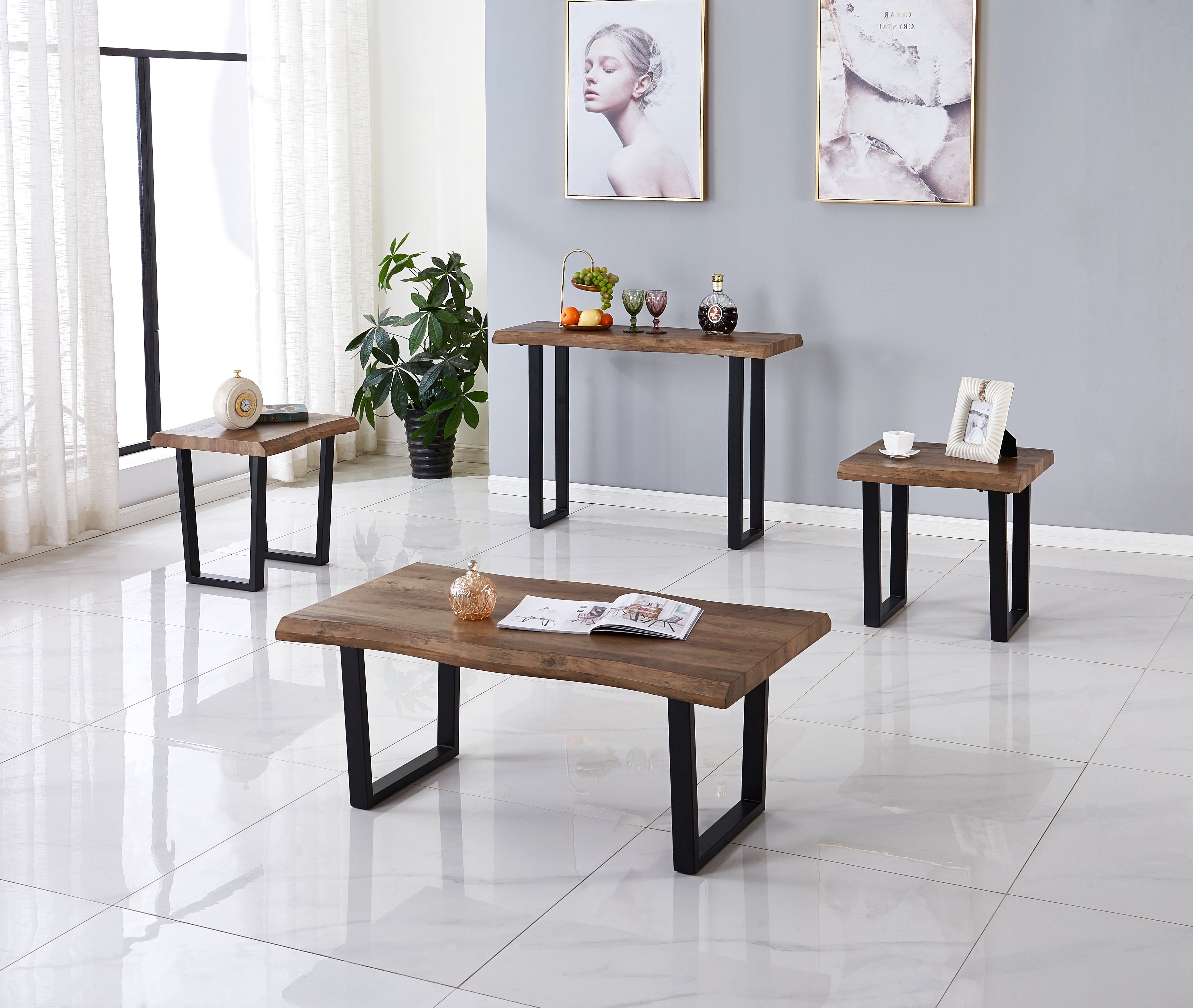 Faux Live Edge Wood Coffee Table - Walmart.com