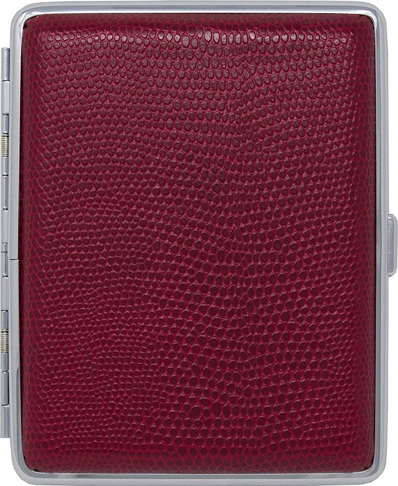 Faux Lizard Print Leather Metal-Plated Cigarette Case (Full Pack - 100s ...