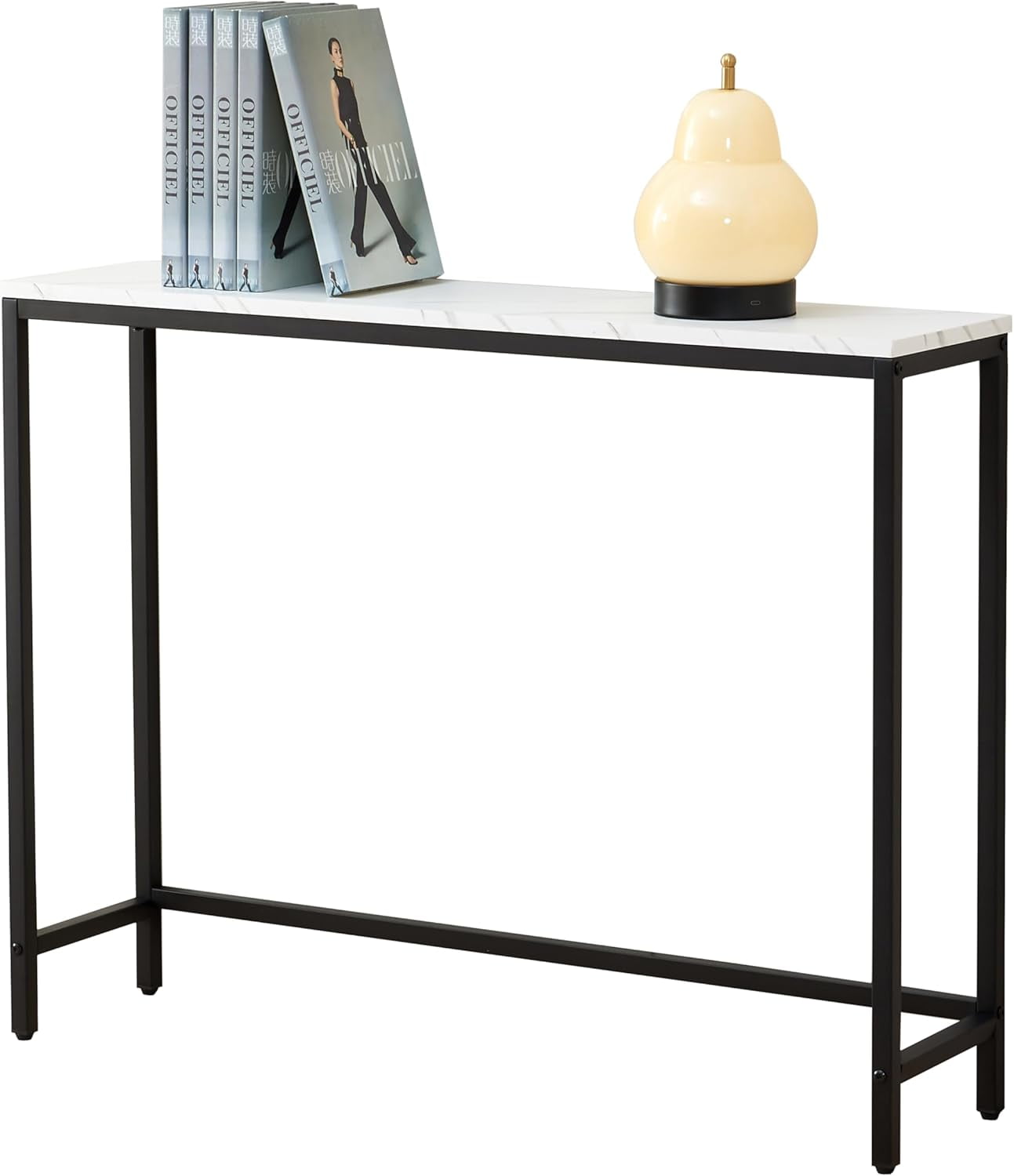 Faux Marble MDF Console Table for Entryway with Golden Frame (Single ...