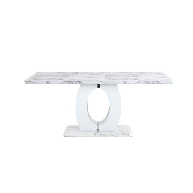 Faux Marble Pedestal Base Dining Table - White Marble - Walmart.com