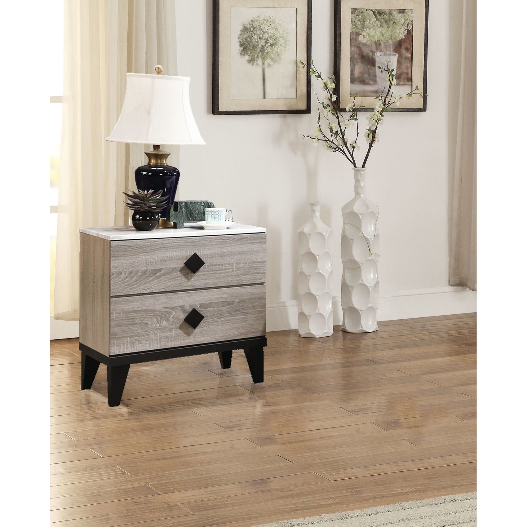 Faux Marble Top Wood Nightstand / Great for Bedroom Organization ...
