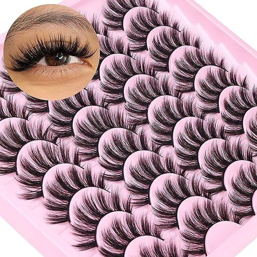 Faux Mink Lashes Natural Look 16 Pairs Wispy Lashes Fluffy False ...