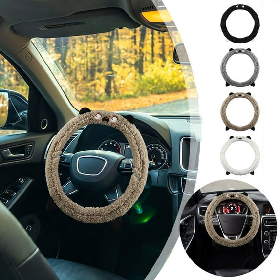 Faux Mink Steering Wheel Cover 1PC， Winter Car Steering Wheel Cover ...
