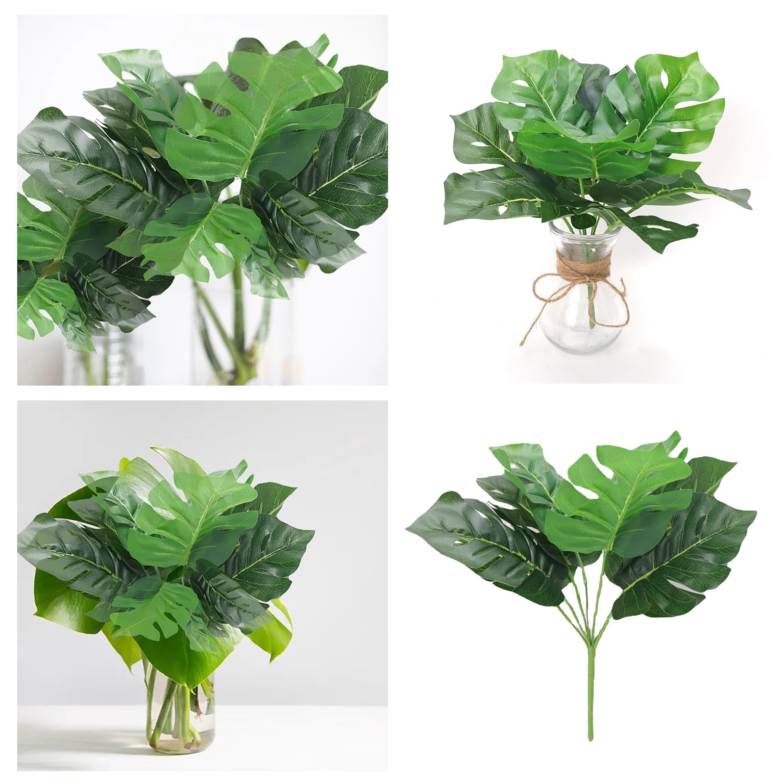 Monstera Leaves 2 Bundles Artificial Palm Fronds Tropical Turtle Leaf ...