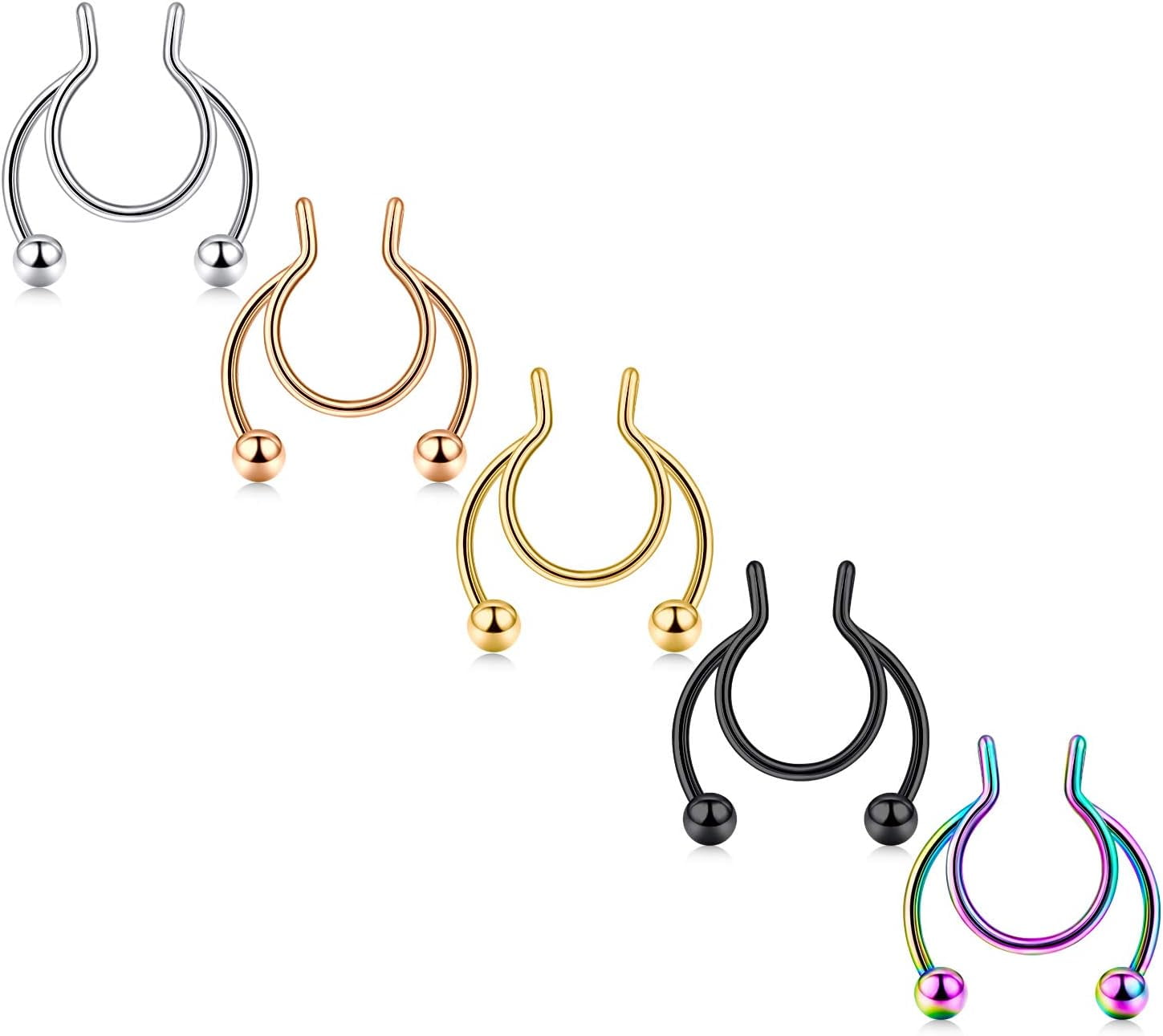 Faux Nose Ring Hoops and Studs - Fake Nose Piercing for Women and Men - Walmart.com