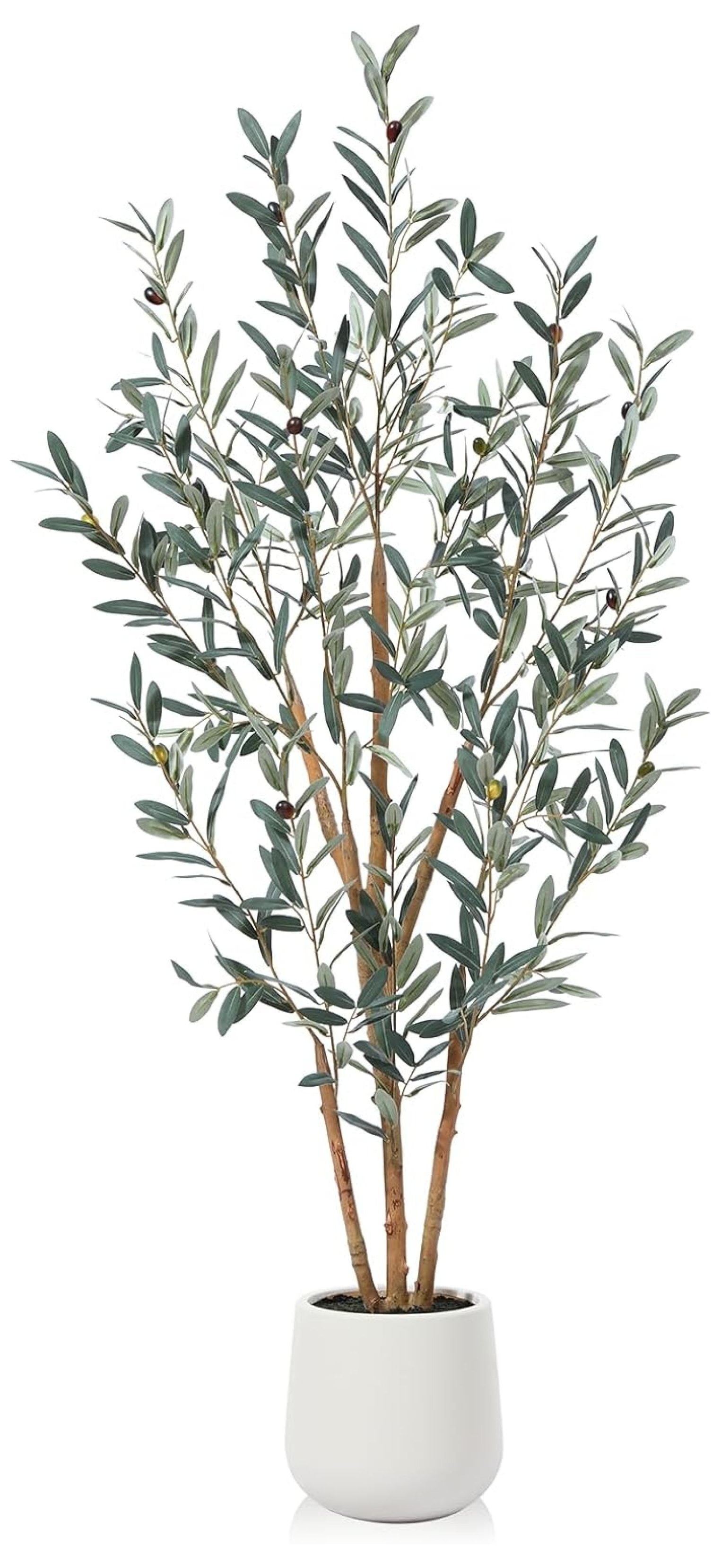 Faux Olive Tree, 5ft Tall Olive Trees Artificial for Indoor with ...