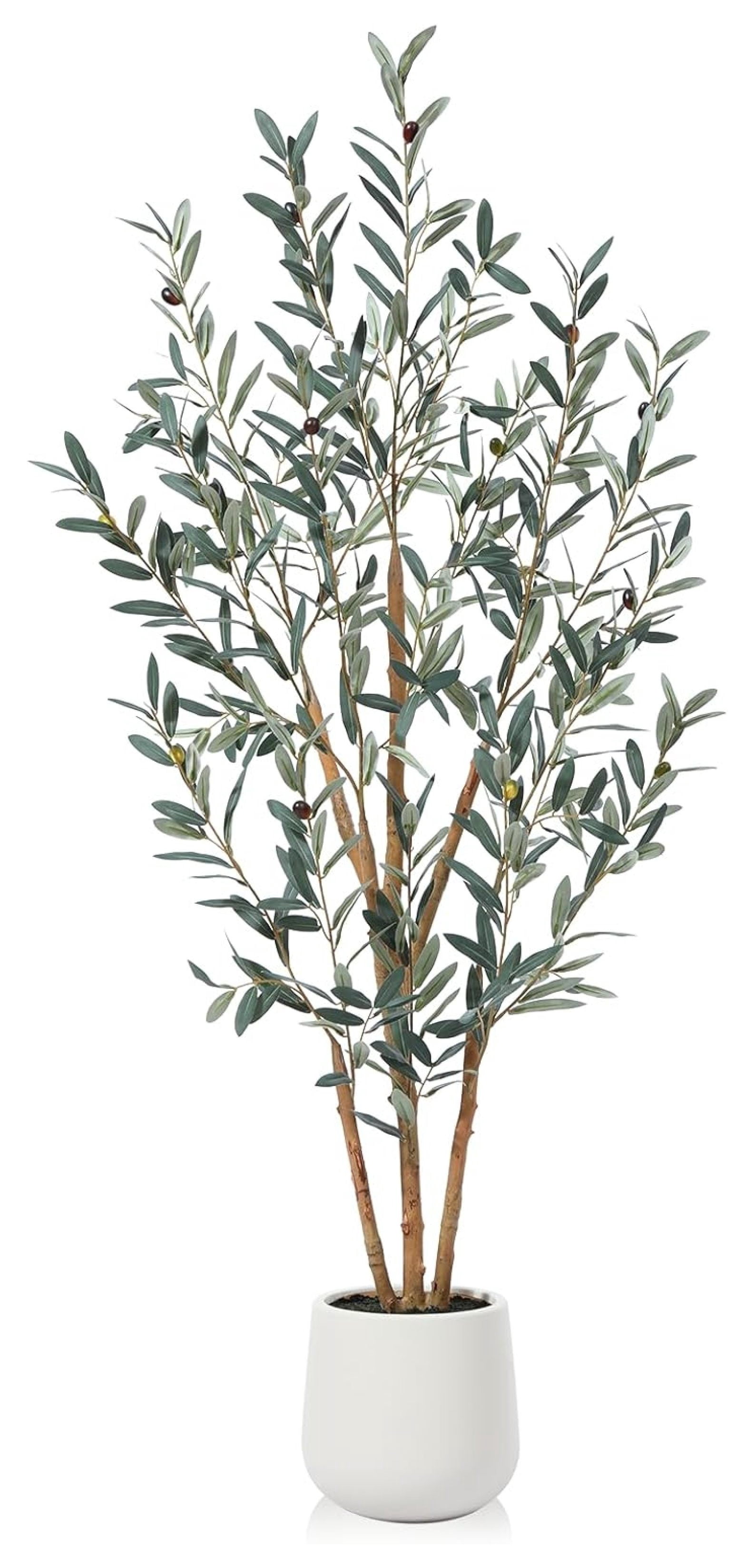 Faux Olive Tree, 5ft Tall Olive Trees Artificial for Indoor with ...