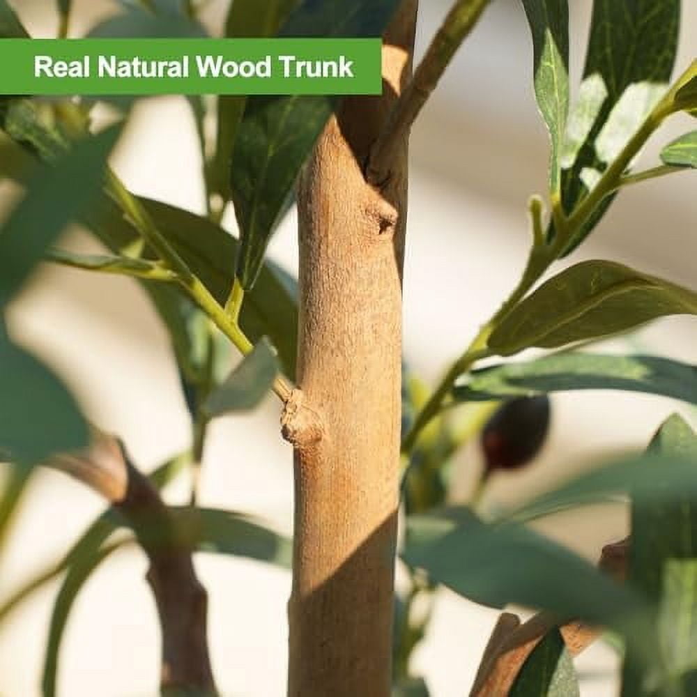 Faux Olive Tree 6FT – Tall Artificial Plants Indoor with Real Wood ...