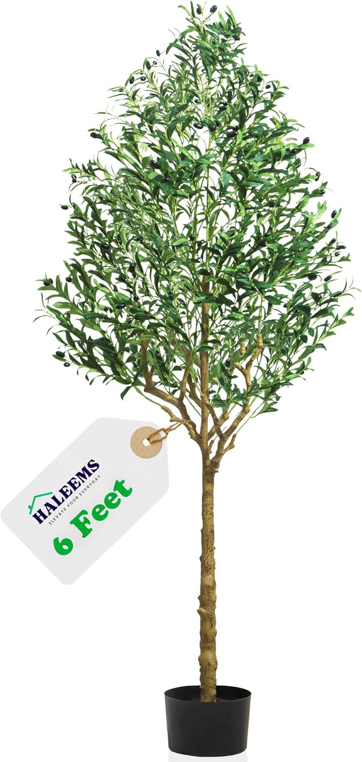 Faux Olive Tree 6ft – Large Olive Trees Artificial Indoor with Pot ...