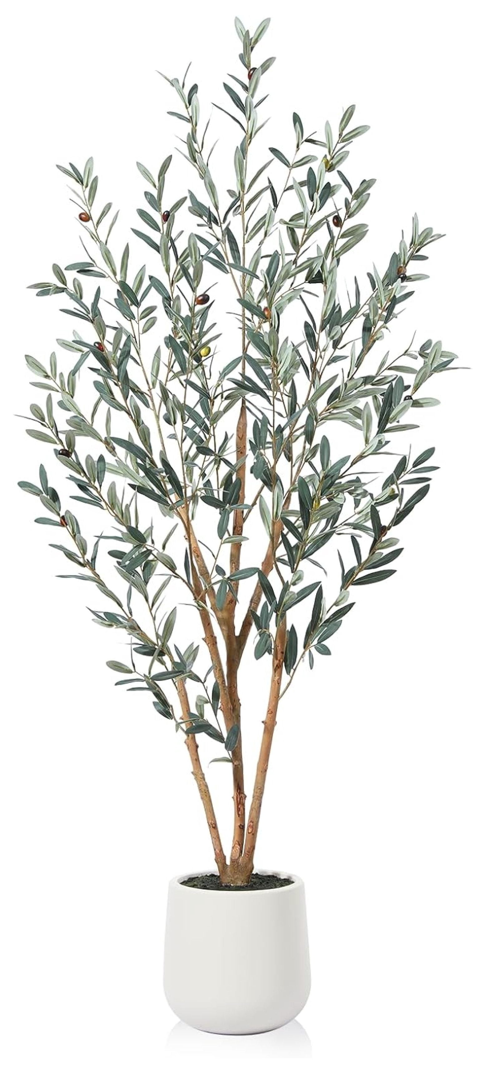 Faux Olive Tree, 6ft Tall Olive Trees Artificial for Indoor with ...